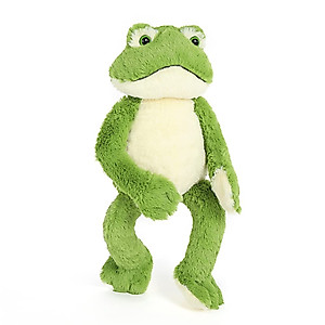 Muiteiur Plush Frog Stuffed Animal Cute Frog Soft Toy with White Belly Gift for Kids Girlfriend (Green,17.7 inch)