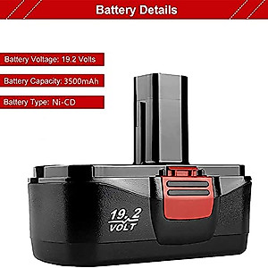 orstaimer 2Packs 3.5Ah 19.2V Ni-CD Replacement Battery for Craftsman C3 DieHard 130279005 130279003 130279017 315.113753 315.115410 315.11485 1323903 1323517 11375 11376 Cordless Drills