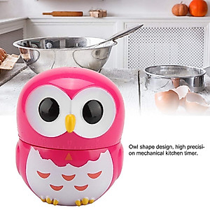 Cute Owl Shape Kitchen Manual Timer Mechanical Home Cooking Counters Clock Alarm Clock Portable Alarm Clock Kitchen Cooking Tool(Rose)