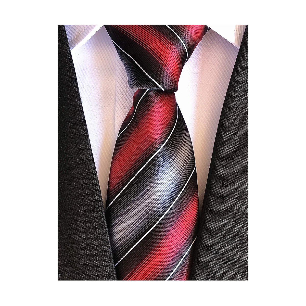 Men's Deep Red Grey Black Party Ties Elegant Formal Prom Ball Neckties for Youth