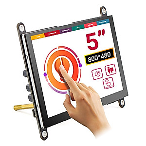 ELECROW 5 Inch Monitor for Raspberry Pi Touchscreen Monitor with Speaker LCD Display for Raspberry Pi 5 4 3 Windows PC HDMI-Compatible & USB Powered Travel Monitor for Laptop Black