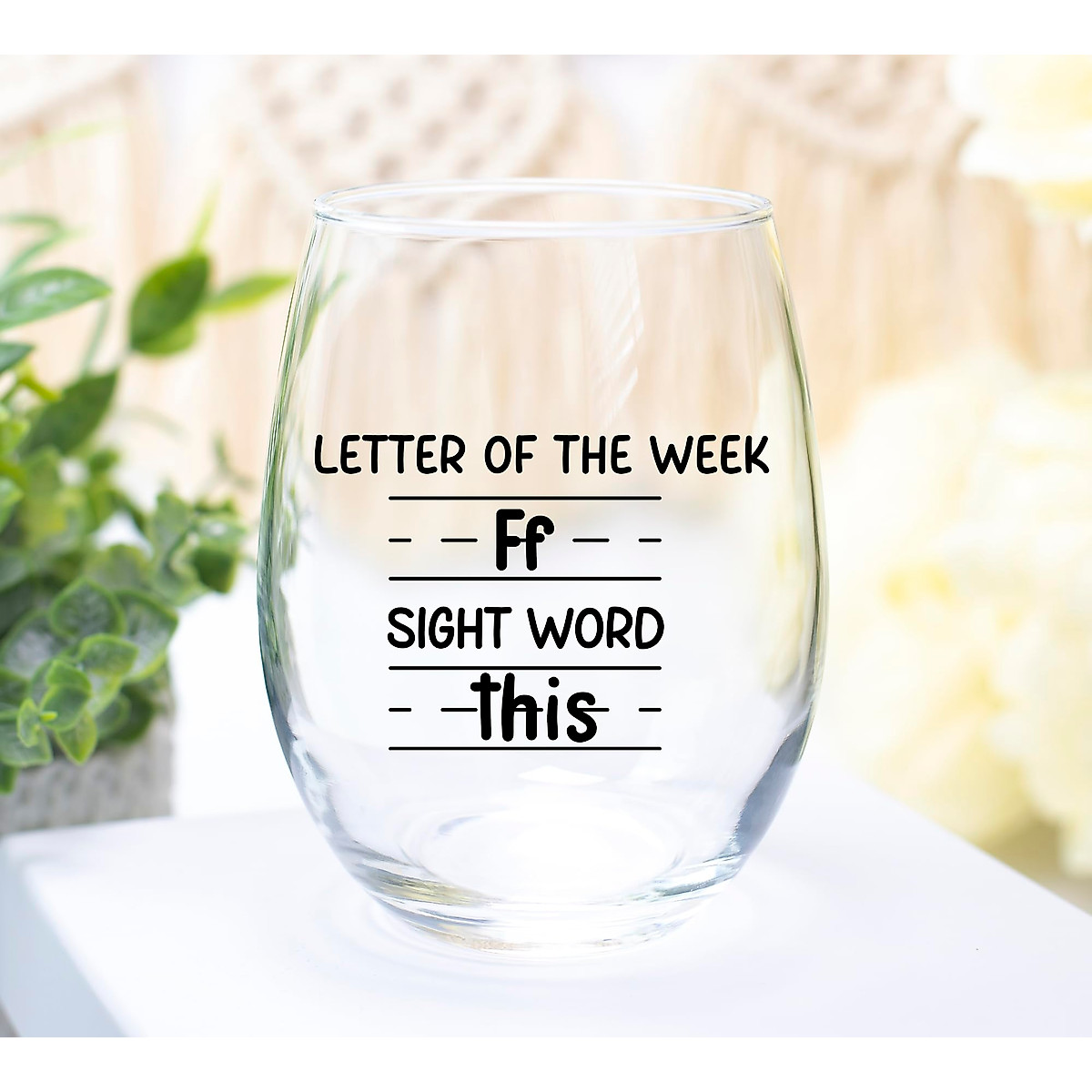 Sight Words 15 oz Wine Glass - Teacher Appreciation Gifts - Best New Teacher Gift Idea for Women, Funny Back to School Present from Students, Thank you Gifts for Coworker Retirement Birthday Christmas