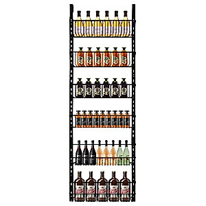 CiWiVOKi Over The Door Pantry Organizer With 6 Adjustable Metal Wire Baskets - Closet Organizer Hanging Spice Space Saver,17.6" W×53.5" H Pantry Door Organizer, Fridge Spice Rack Organizer, Black