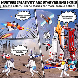 Space Exploration Shuttle Toys for 6 7 8 9 10 11 12 Year Old Kids, Girls, Boys, 12-in-1 STEM Projects Rocket Building Toy Kit with 3 Astronauts, Airplane Rocket Set, Gift idea for Ages 6 +, 885 Pcs