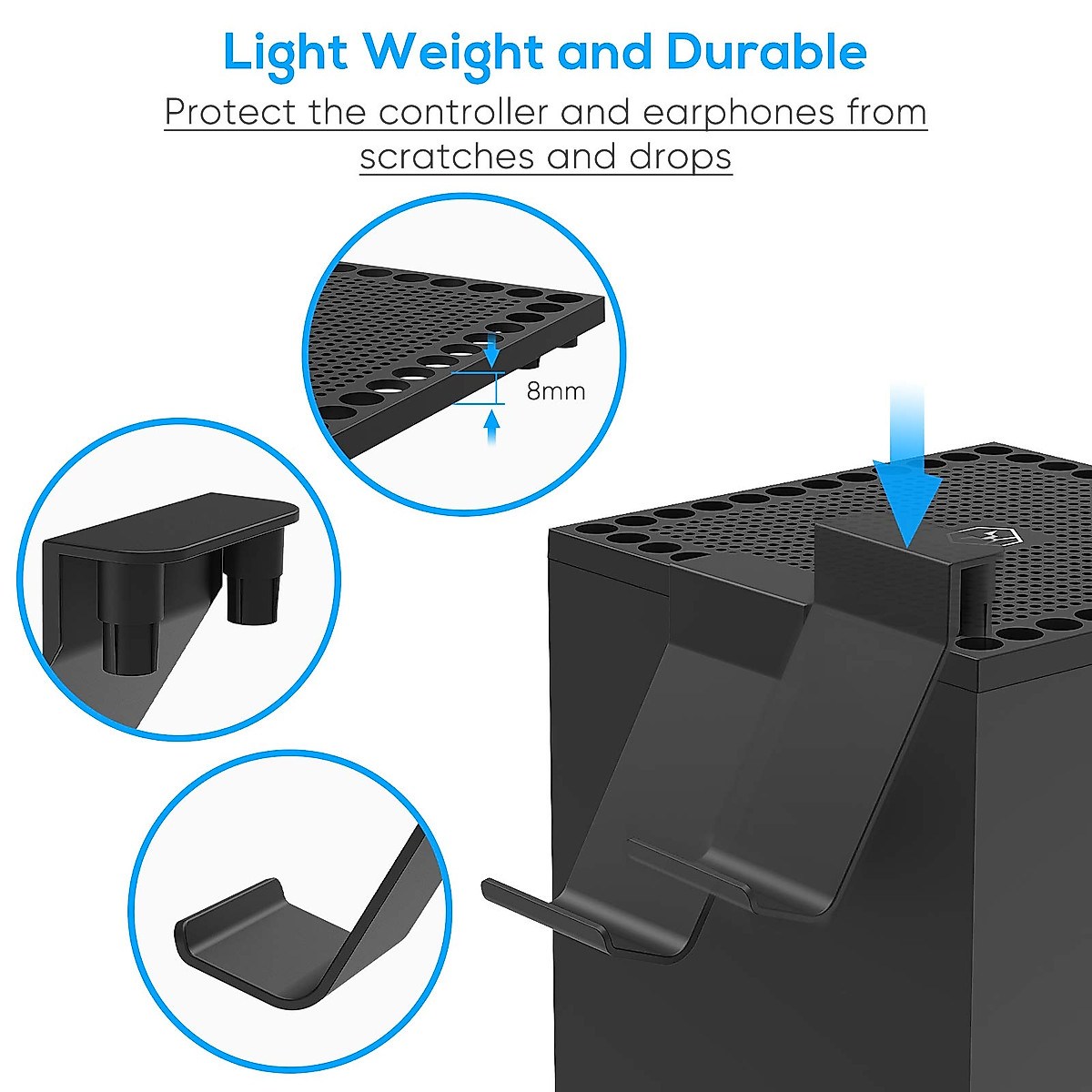 Controller Holder Mount Compatible with Xbox Series X with Dust Filter Cover, YUANHOT Mount for Controllers and Headset with Cooling Fan Filter Dustproof Cover Fan Grills