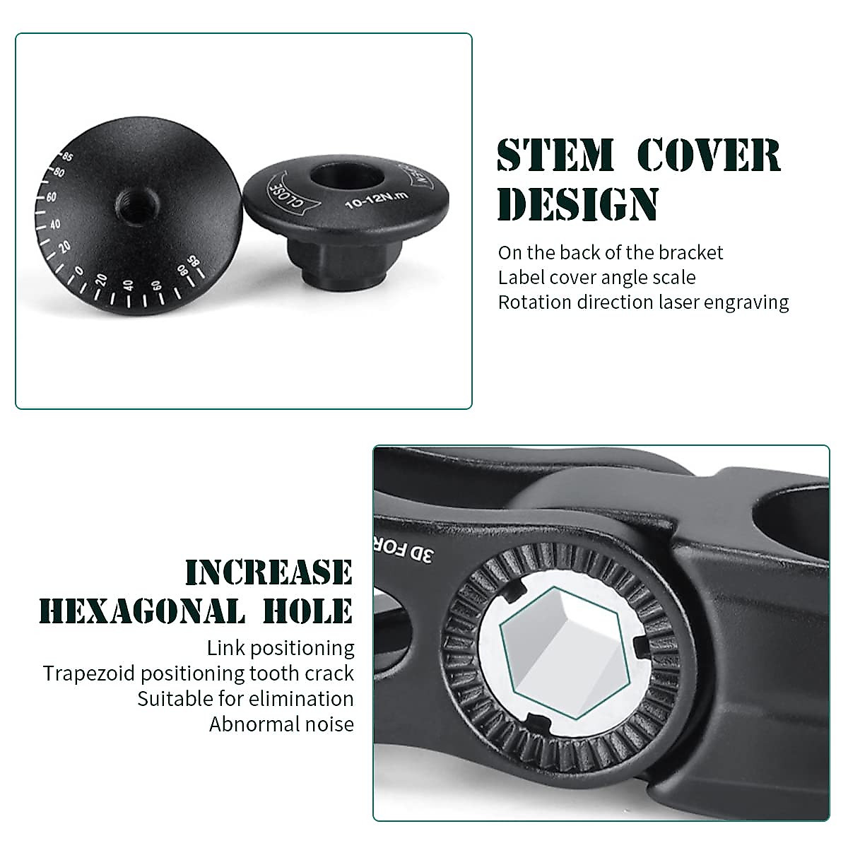 KOOTU Adjustable Bike Stem, 28.6mm / 31.8mm Bike Handlebar Extender ±85 Degree Aluminum Alloy Bicycle Stem Riser for Mountain Bike Road Bike BMX MTB(90mm)