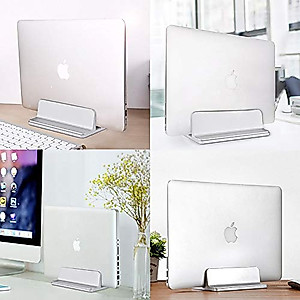 ORANGEHOME Vertical Laptop Stand, Laptops Cradle Holder, Laptop Standing Desk Dock with Adjustable Size, Laptop Computer Accessories Holder for MacBook Pro/Air Dell Hp Surface iPad-Silver