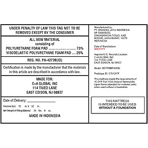 Heyward Luxury 6” Memory Foam Trifold Mattress | Full Size, Portable Space Saver, Firm, CertiPUR-US Certified | Washable Jacquard Ventilated Material w/Non-Slip Base | 73”L x 52”W x 6”H