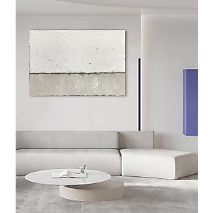 NANKAI Large Abstract Painting Hand Painted Grey White Minimalist Painting on Canvas Modern Abstract Canvas Wall Art Large White Acrylic Abstract Painting Wall Art 30x45 inch