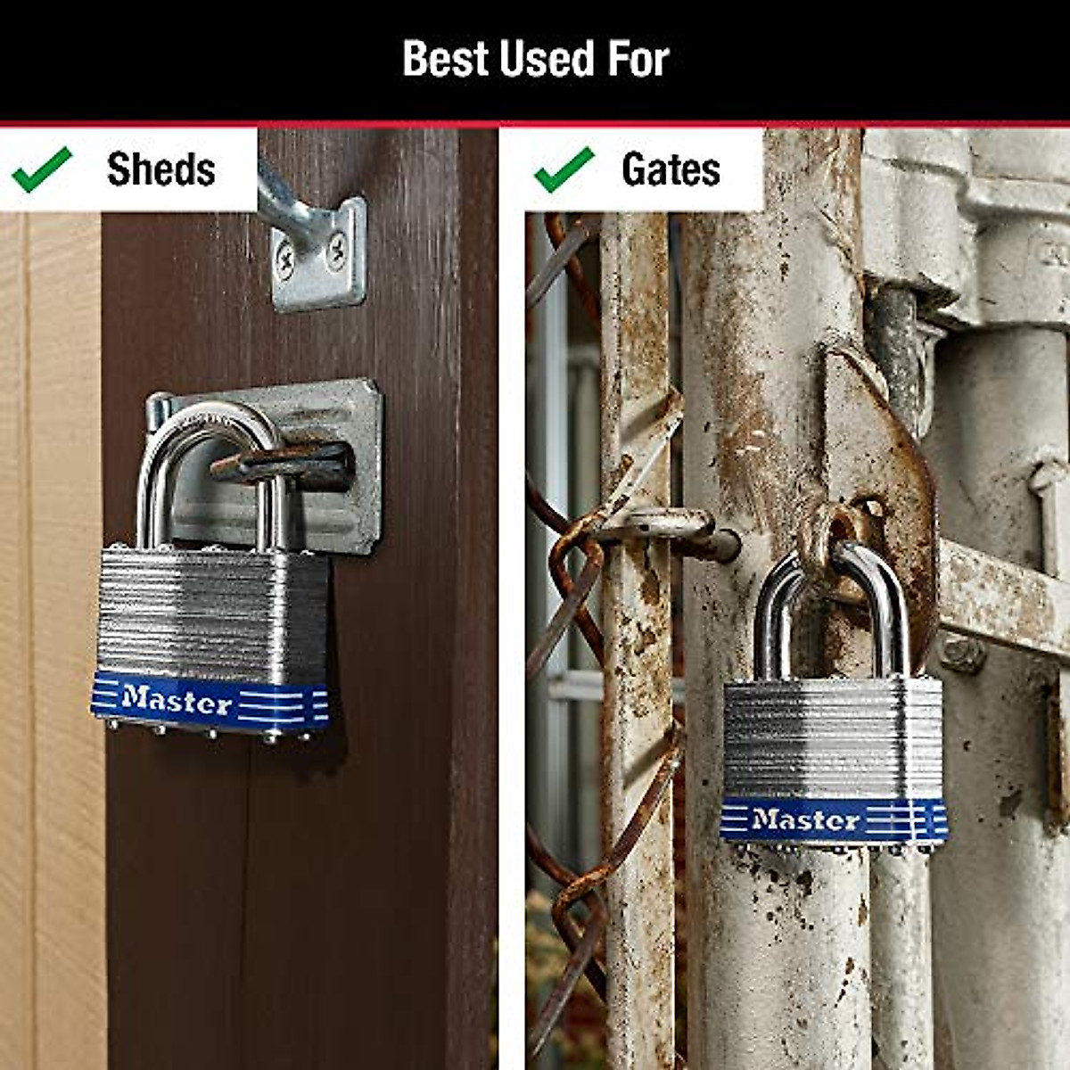 Master Lock 5T Outdoor Padlock with Key, 2 Pack Keyed-Alike, Silver
