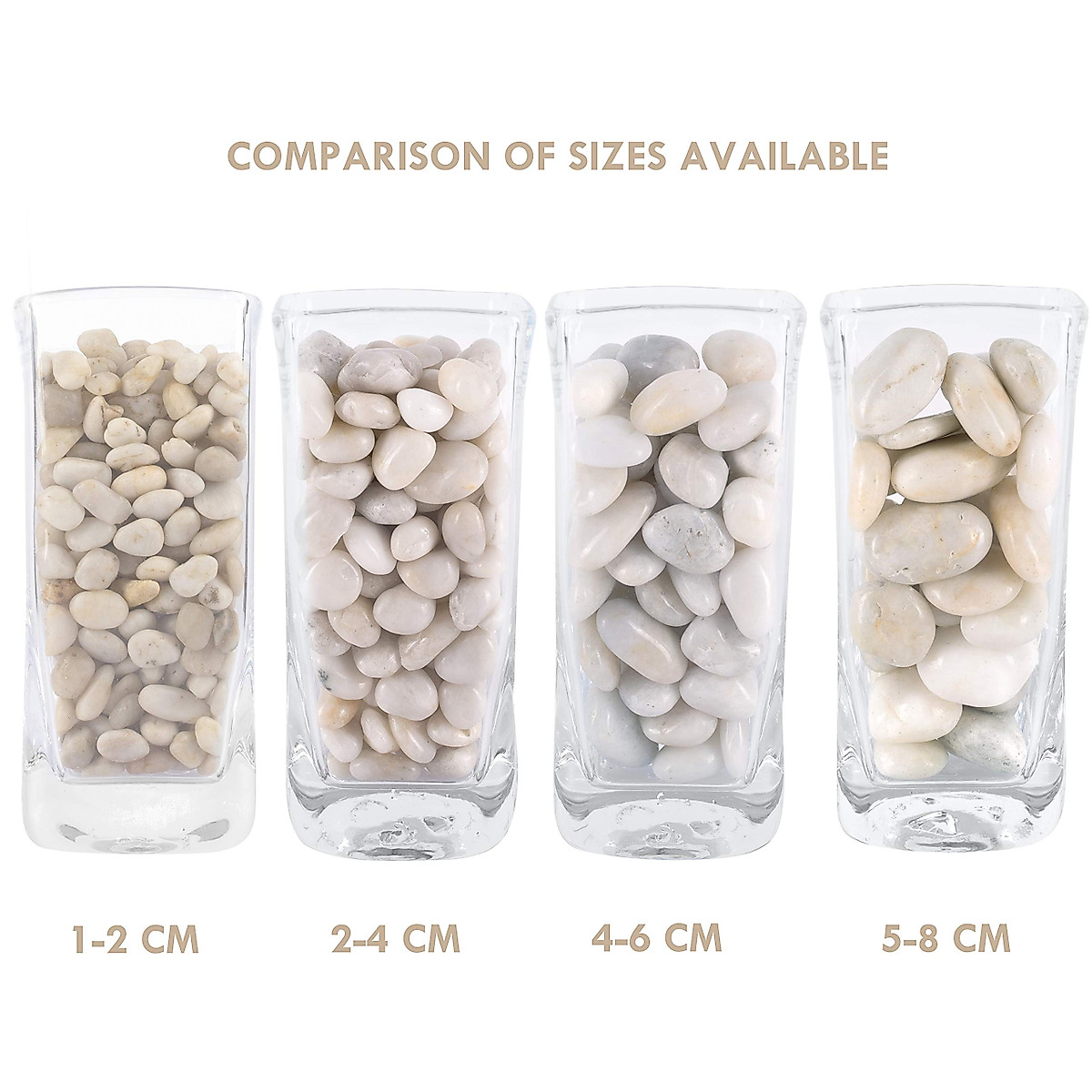 Galashield 5 lbs Approx. 130 White River Rocks Stones for Plants Pebbles for Indoor Plants | Aquarium Fish Tank Rocks | Polished Decorative Rocks for Vases (0.8-1.6 Inches)