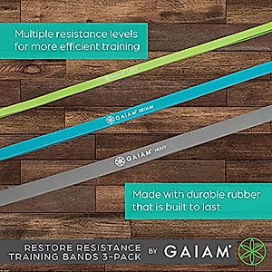 Gaiam Restore Resistance Training Workout Pull Up Bands 3 Pack - Extra-Strong Durable Progressive Resistance Exercise Loop Cords for Assisted Pull Ups and Strength Bands Training
