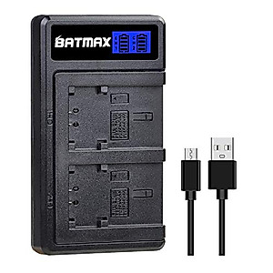 Batmax 2 Pack 1250mAh NP-FP50 Battery + USB LCD Dual Charger for Sony NP-FP30 NP-FP60 NP-FP70 NP-FP71 Battery and Sony DCR-DVD103 DVD105 DVD202E DVD203 DVD205 DVD305 DVD92