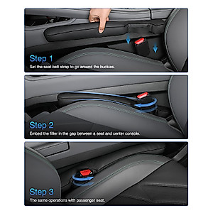 Homaupt Leather Car Seat Gap Filler Universal for Car Truck SUV to Block The Gap Between Seat and Console Stop Things from Dropping 2 Packs Black