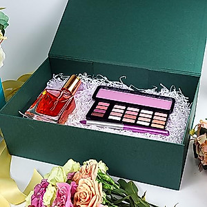 YINUOYOUJIA Large Gift Box with Lid,14"x9"x4.5" Magnetic Gift Box with Ribbon,Cards and Envelopes for Presents,Great for Wedding,Birthdays,Crafting,Gift Packaging (Green)