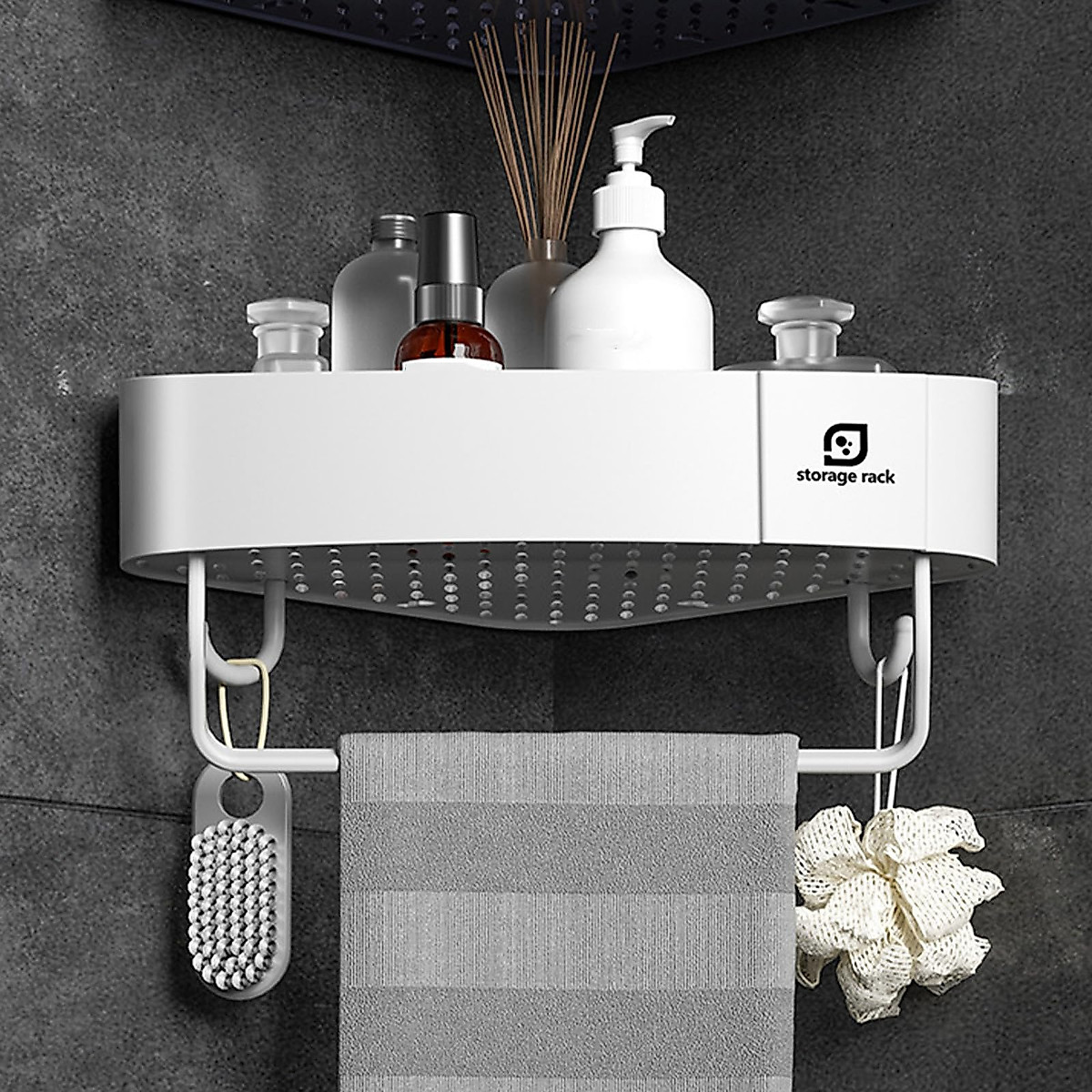 Bargain Finds, Clearance Items, Corner Bathroom Counter, Bathroom Shelves Organizer, Corner Shower Caddy, Bathroom Corner Shelf, Triangles Corner Organizer with Hooks and Towel Rack