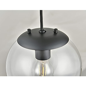 Linea di Liara Sferra Modern Large Glass Pendant Light Kitchen Island Black Pendant Lighting Clear Glass Globe Pendant Light Mid Century Hanging Light Fixture, LED Edison Bulb Included, UL Listed