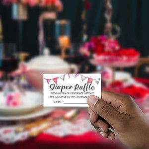 Diaper Raffle Sign,Diaper Raffle Baby Shower Game Kit (1 Standing Sign + 50 Guessing Cards),Baby Showers Decorations,Card for Baby Shower Game to Bring a Pack of Diapers-N10