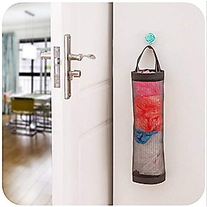 Bigsweety Bag Holder Dispenser, 1PC Hanging Storage Folding Mesh Garbage Bag Trash Bags Organizer Recycling Grocery Pocket Containers for Kitchen
