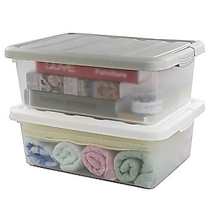 Cand Storage Bin with Lid 14 Quart, 2 Packs, Plastic Box for Organizing