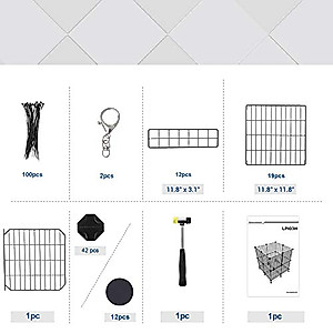 SONGMICS Pet Playpen Includes Zip Ties, Customizable Animal Fence with Storage, Door, Metal Wire Pen Fence for Small Animals, Bunnies, Rabbits, Puppy Guinea Pigs, for Indoor Use, Black ULPI03H