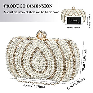 UBORSE Pearl Beaded Clutch Purses for Women Evening Handbags Formal Crystal Bridal Wedding Purse Prom Cocktail Party Bags Ivory