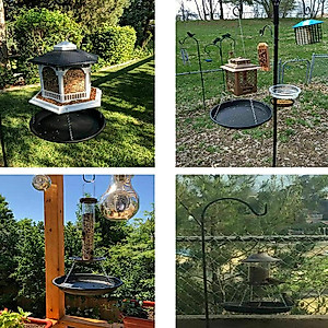 12.8" Homes Garden Platform Bird Feeder, Large Hanging Tray Squirrel Feeder, Bird Seed Catcher Tray, Bird Viewing, for Attracting Birds Outdoors, Backyard, Large Capacity, Black