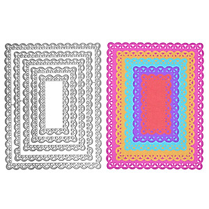 3 Sets Cuttting Dies for Card Making, FineGood Geometry Metal DIY Cutting Die Frames Die-cuts Stencils for Scrapbooking Album Decoration