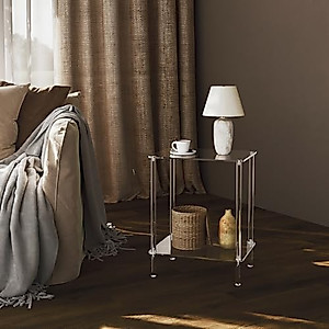 HMYHUM Acrylic Side Table/End Table for Living Room, Small Nightstand/Bedside Table for Bedroom, Home Accent Table, 2-Tier, 15.7" L x 11.8" W x 20" H, Clear
