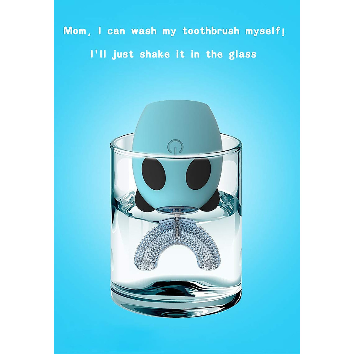 FITHOOD Automatic Toothbrush Kids Electric Toothbrush with Ultrasonic U-Shaped Automatic Toothbrush IPX7 Waterproof 4 Clearing Modes(Blue) (1-7Years)