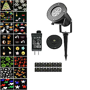 Aipande Christmas Lights，16 Patterns Plug-in Card Lawn Lamp ，Party LED Projection Light， Outdoor IP65 Holiday Decoration Light， for Halloween，Christmas, Birthday Party,New Year,Valentine's Day