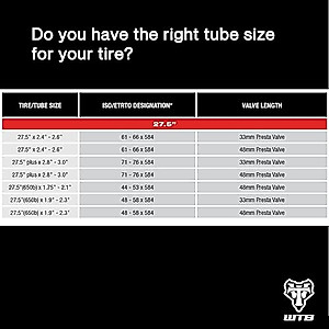 WTB Presta 27.5 Mountain Bike Tube | 27.5 x 1.75-2.1 48mm Valve | Mountain Bike Inner Tube for 27.5 Bikes, Durable While Lightweight
