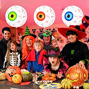 Mesen Halloween Eyeball Balloons - Pack of 4, Scary Plastic Balloon Props Bloodshot Eyeballs Indoor Outdoor Garden Halloween Decors for Lawn Party, Haunted House Decorations