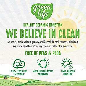 GreenLife Soft Grip Healthy Ceramic Nonstick, 15 Piece Cookware Pots and Pans Set, Induction, PFAS-Free, Dishwasher Safe, Turquoise