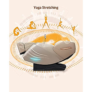 RELX Massage Chair Full Body Zero Gravity SL-Track Shiatsu Massage Chair, 12 Modes, Airbag Massage, with Yoga Stretch, Foot Massage, AI Control（Cream）