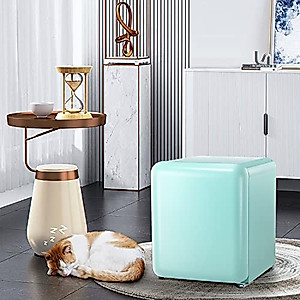 Kismile Retro Mini Fridge with Freezer, 1.7 cu. ft. small Refrigerator with Removable Shelves, Mechanical Control, Recessed Handle, Small Fridge for bedroom, Office, Apartment(Green)