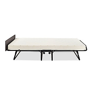 Jay-Be Visitor Contract Cot Folding Bed with Performance e-Fibre Mattress and Automatic Folding Legs, Compact, Oversize, Black/White
