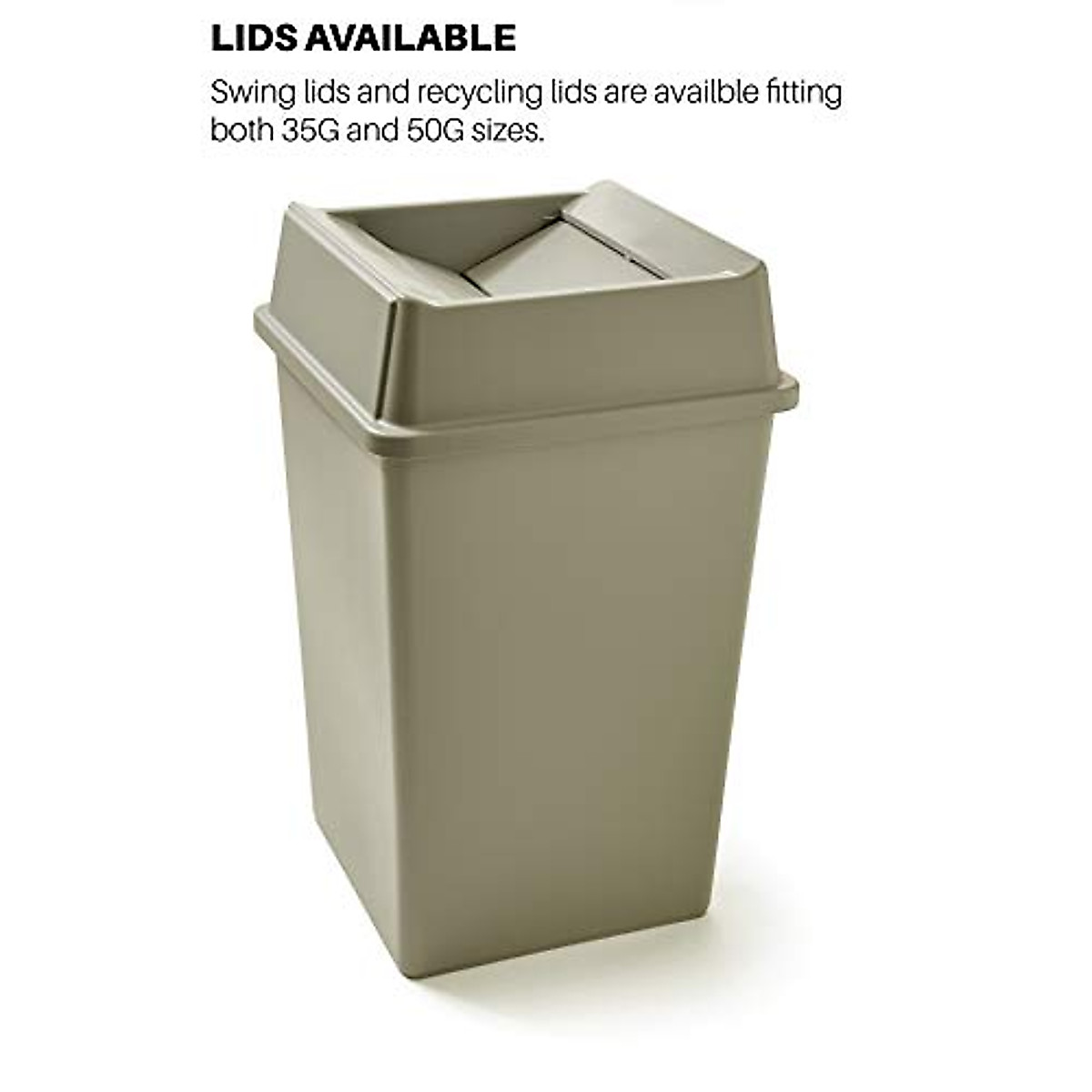 Rubbermaid Commercial Products Untouchable Square Swing Lid for 35G & 50G Containers, Beige (FG266400BEIG)