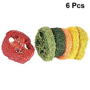 POPETPOP 6Pcs Hamster Molar Toys - Small Animall Toys Colorful Loofah Pet Tooth Cleaning Toy, Dog Cat Chinchillas Small Animal Chew Toys Random Colar