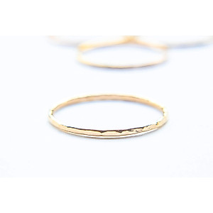 Hammered Gold Ring, Gold Stacking Rings, Minimalist Rings, Skinny Rings for Women (7, Gold Fill)