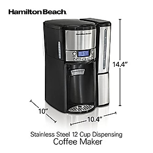 Hamilton Beach Brewstation Programmable Dispensing Drip Coffee Maker with 12 Cup Internal Brew Pot, Removable Reservoir, Black & Stainless Steel
