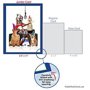NobleWorks - Hilarious Happy Birthday Card with Envelope (8.5 x 11 Inch) - Funny Animal Greeting Card From All Of Us - Animal Bands - Gang J9508CBDG-US