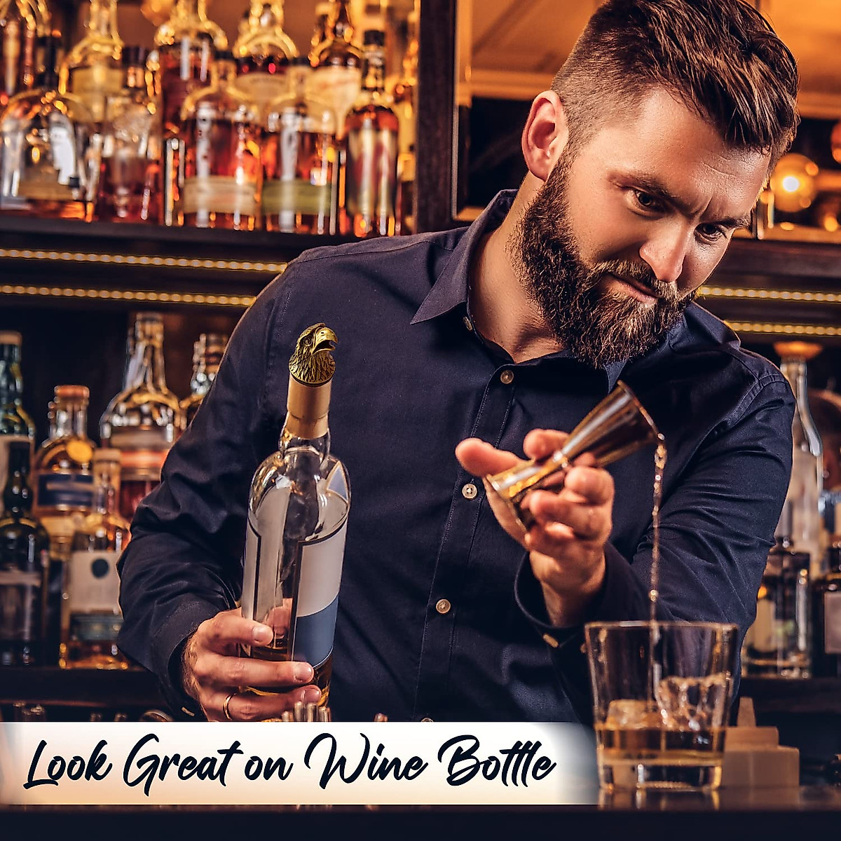 Lion Wine Pourer for Wine Bottles, Stainless Steel Animal Bar Liquor Bottle Pourer Liquor Pour Spout for Liquor Bottles, Speed Pourer Wine Areator Spout Bottle Pourer for Alcohol (Eagle Head)