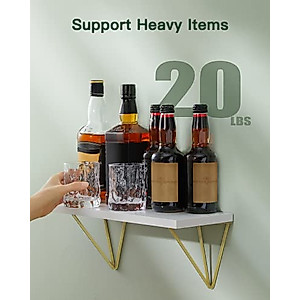 AMADA HOMEFURNISHING Floating Shelves, White Wall Shelves for Bedroom, Living Room, Bathroom, Kitchen, Shelves for Wall Decor Set of 3 - AMFS12