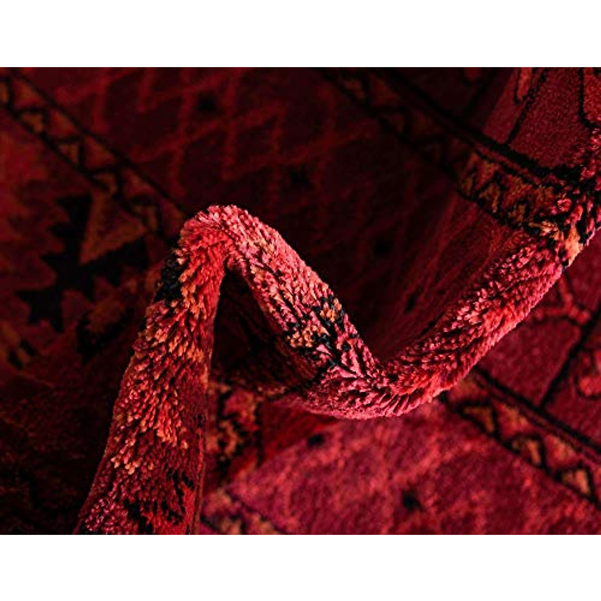 Unique Loom Tekke Collection Over-Dyed Saturated Traditional Torkaman Area Rug, 5 x 8 ft, Red/Black