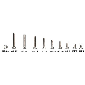 Guard4U 300Pcs Metric M2 304 Stainless Steel Flat/Countersunk Head Hex Socket Cap Bolts Screws Nuts Assortment Kit- M2x 4mm/ 6mm/ 8mm/ 10mm/ 12mm/ 14mm/ 16mm/ 18mm/ 20mm