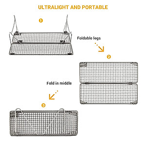 COOK'N'ESCAPE Titanium Girll Camp Fire Cooking Racks Portable Camping Grill Folding Campfire Grill Camp Grill with Removable Legs for Outdoor Picnic BBQ Backpacking Hiking