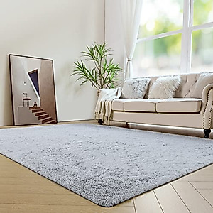 duduta Grey Soft Fluffy Rug 5x8 ft, Shag Fuzzy Plush Rectangle Carpet for Bedroom Nursery Living Room Home Decor
