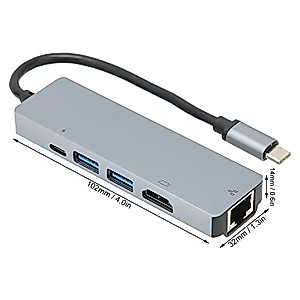 USB C Hub, 5 in 1 High Speed Data Transmission USB C Dongle, USB C to HDMI Multiport Adapter ,HD Multimedia Interface Ethernet Adapter for Windows XP/Vista/OS/ 10