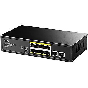 Cudy 8 Port PoE+ Switch with 2 Uplink Ports 120W, 8 10/100Mbps PoE+@120W, Extend/VLAN Mode, 802.3af, 802.3at Standard, Fanless, Watchdog, Plug and Play FS1010P
